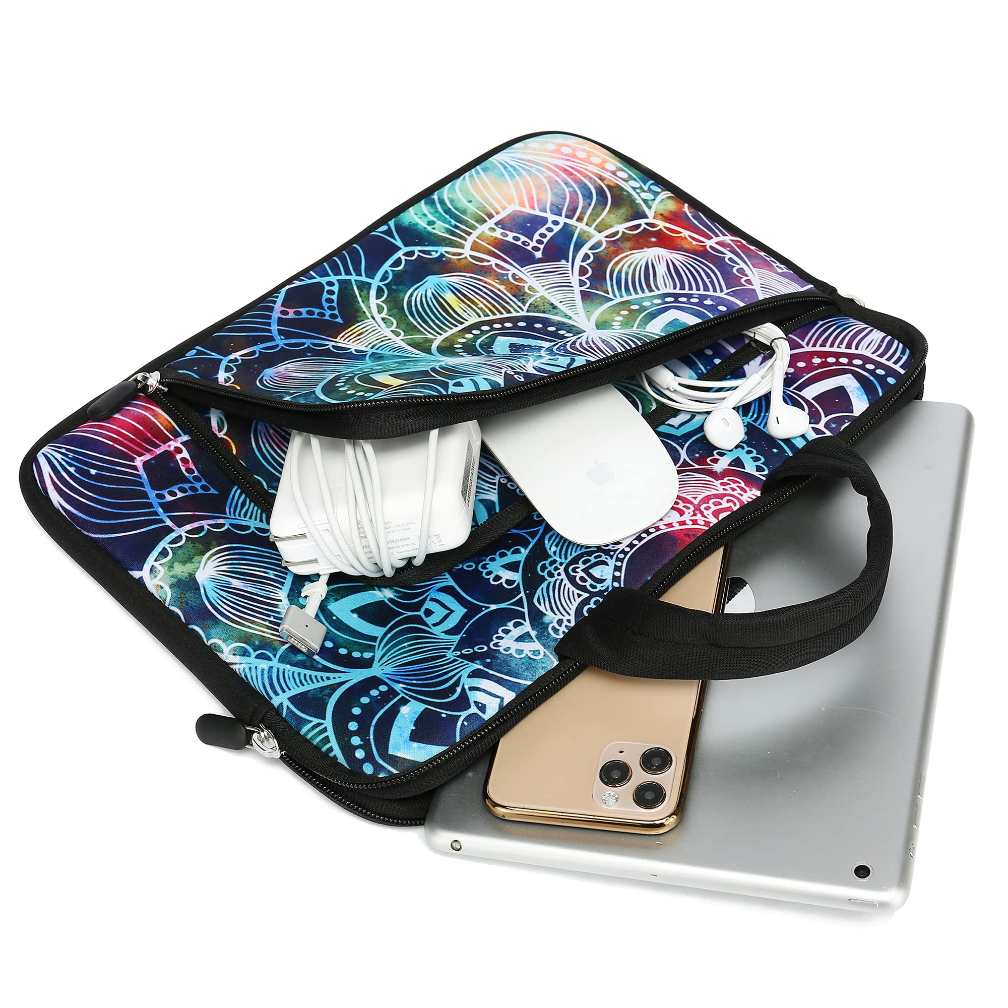 14 15 15.4 15.6 Inch Laptop Handle Bag Computer Protective Case Sleeve Neoprene Cover Compatible with MacBook Pro 15" 15.6" Dell Lenovo HP Asus Acer Sony Toshiba Chromebook Notebook (Mandala Arts)