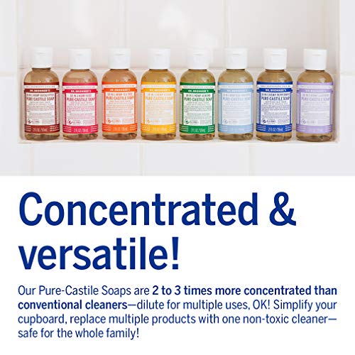 Dr. Bronner's - Pure-Castile Liquid Soap (2 Ounce Variety Gift Pack) Almond, Unscented, Citrus, Eucalyptus, Lavender, Peppermint, Rose, Tea Tree - Made with Organic Oils, For Face, Body and Hair