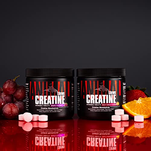 Animal Creatine Chews Tablets - Enhanced Creatine Monohydrate with AstraGin to Improve Absorption, Sea Salt for Added Pumps, Delicious and Convenient Chewable Tablets - Grape