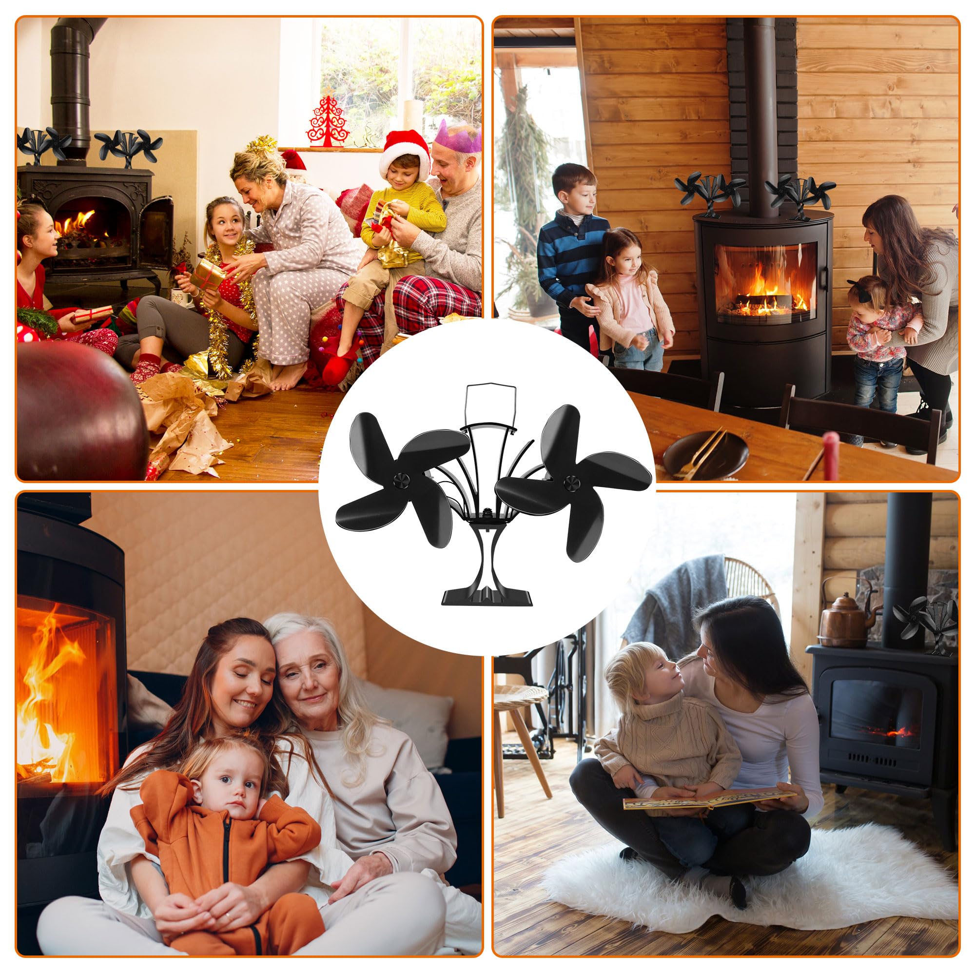 foedo Wood Stove Fan,Heat Powered Stove Fan for Heater/Wood/Pellet/Fireplace, Upgrade Dual Motors 8-Blade, Efficiently Circulate Warm Air(compatible with for Mr Buddy heaters)