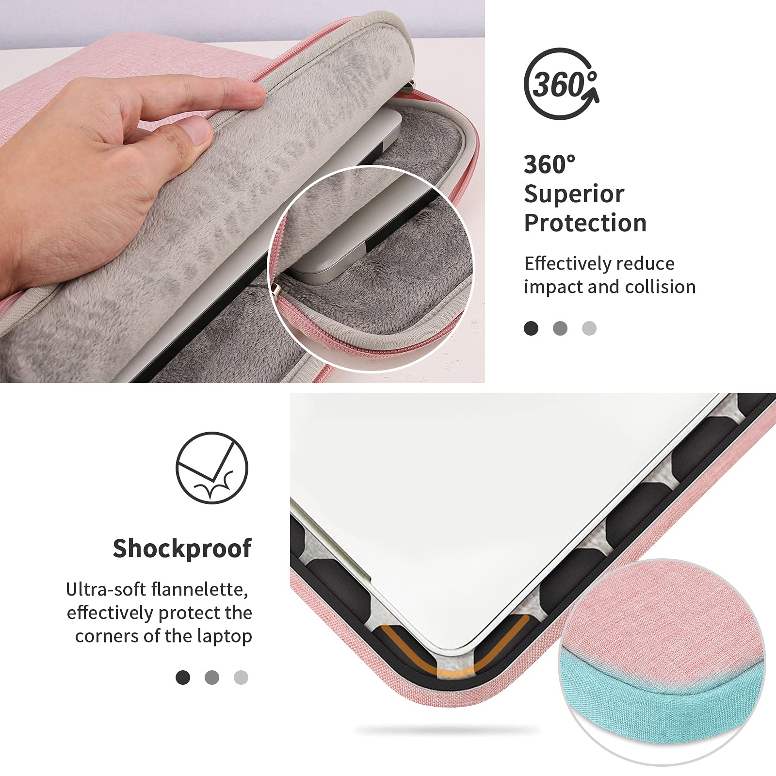 YXLILI Laptop Sleeve 15.6 inch Computer Case for Laptop Protective case with Handle Soft Lining Padded Bag Shock Resistant for 16 inch MacBook Pro Air Hp Acer Asus Lenovo Dell Chromebook