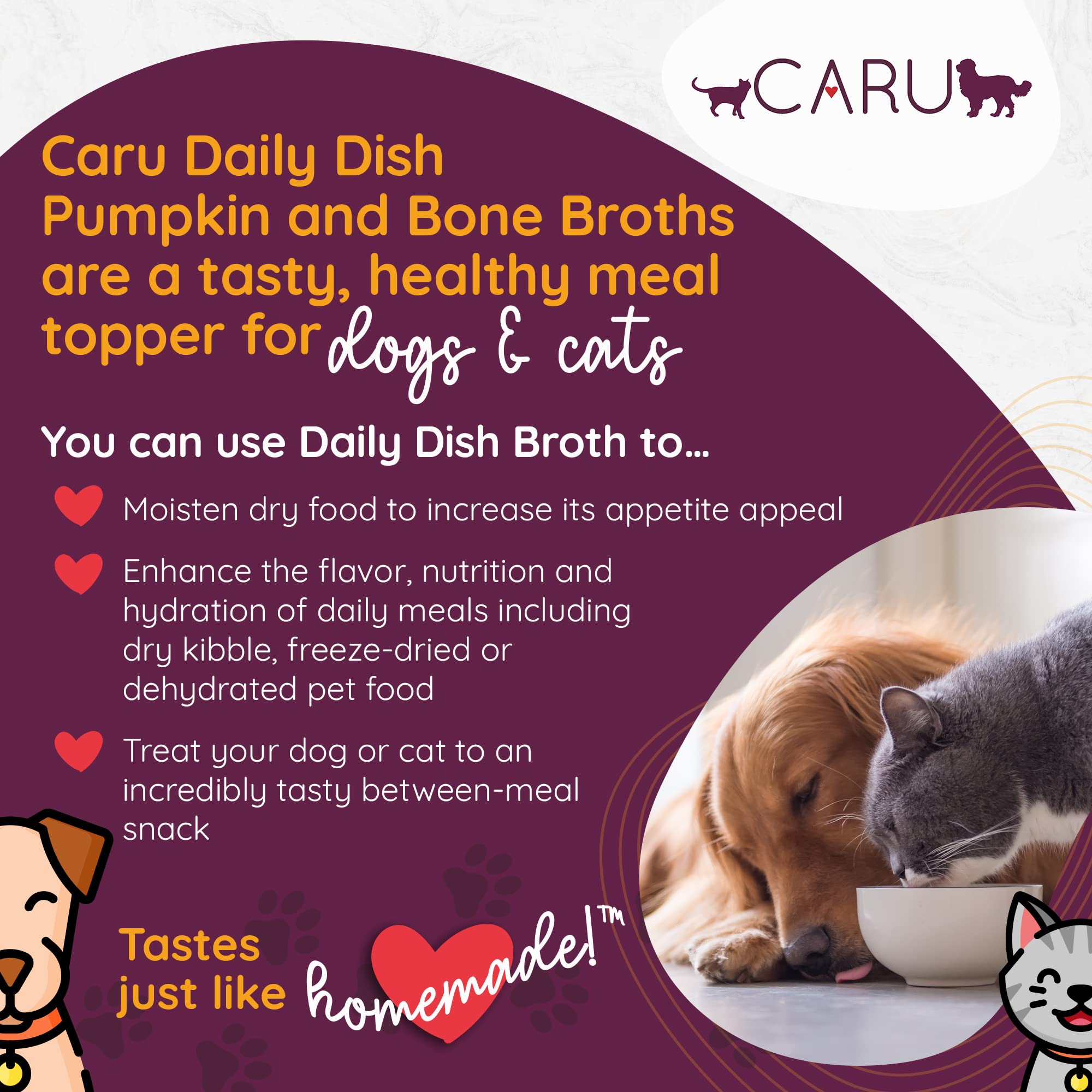 CARU Daily Dish Chicken Broth Meal Topper for Dogs and Cats - 1.1 lbs
