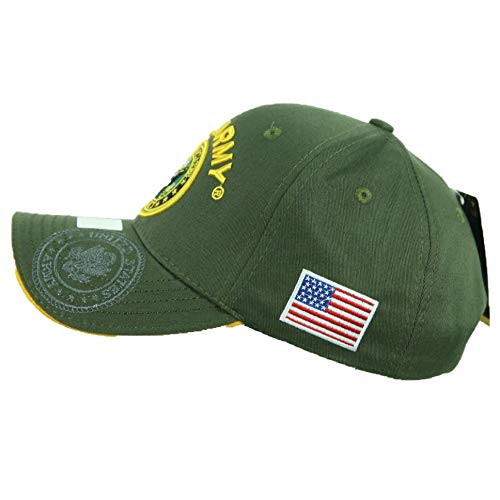 USA Army Baseball Cap US Flag Army Veteran Retired Hats Official Licensed CAMO Hat (Olive-U.S. Army)