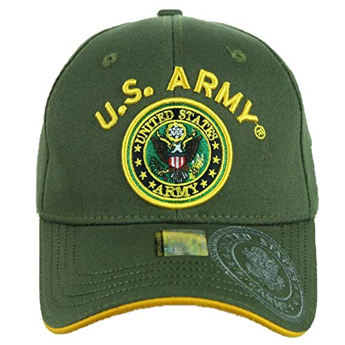 USA Army Baseball Cap US Flag Army Veteran Retired Hats Official Licensed CAMO Hat (Olive-U.S. Army)