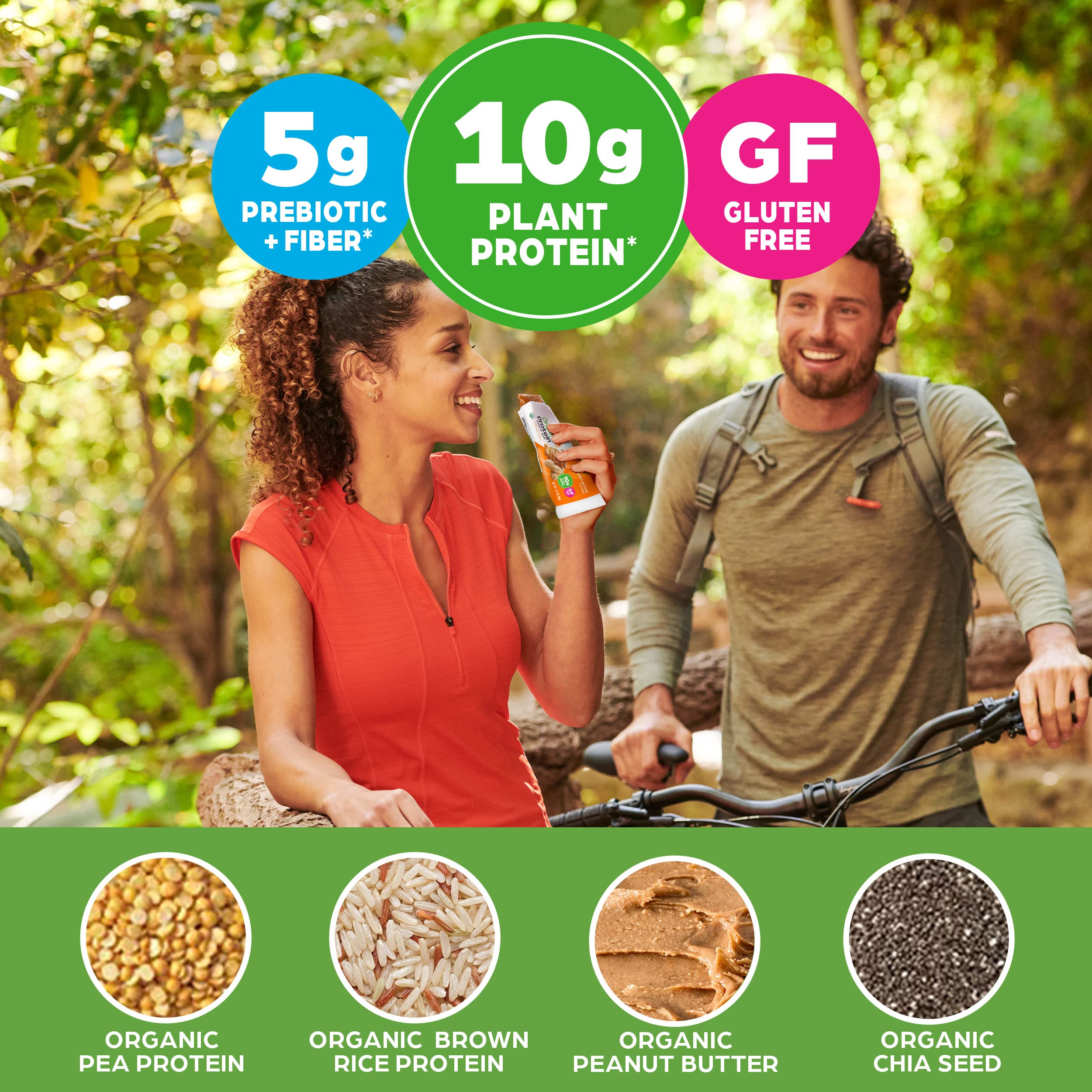 Orgain Organic Vegan Protein Bars, Peanut Butter - 10g Plant Based Protein, Low Calorie Healthy Snacks, No Lactose or Soy Ingredients, Gluten Free, Non-GMO - 1.41 Oz (Pack of 12)