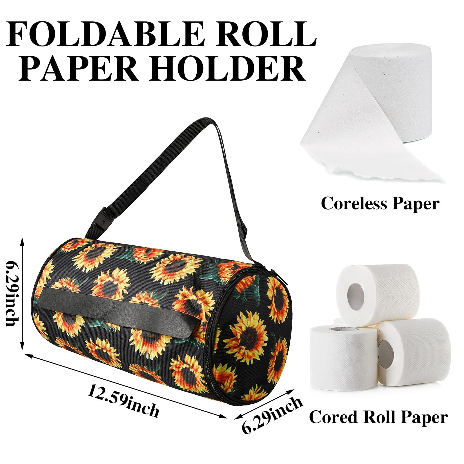 2 Pcs Car Paper Towel Holder Kitchen Waterproof Hanging Paper Towel Dispenser Cover Portable Foldable Paper Cover Case Storage Bags with Adjustable Strap for Kitchen Travel Car Camping Outdoor