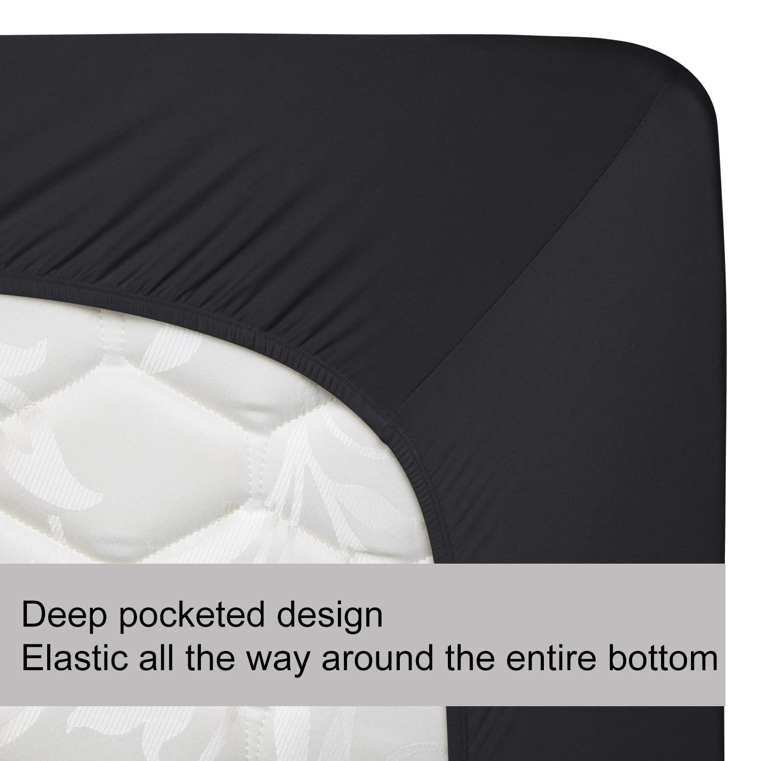 Stretch Full Size Fitted Sheet Only - 4-Way Stretchy Jersey Knit, Cozy T-Shirt Soft, Wrinkle Free, Snug Fit & Stay in Place, No More Slipping Off for Mattress (Deep: 5"-16") - Dark Gray, Full