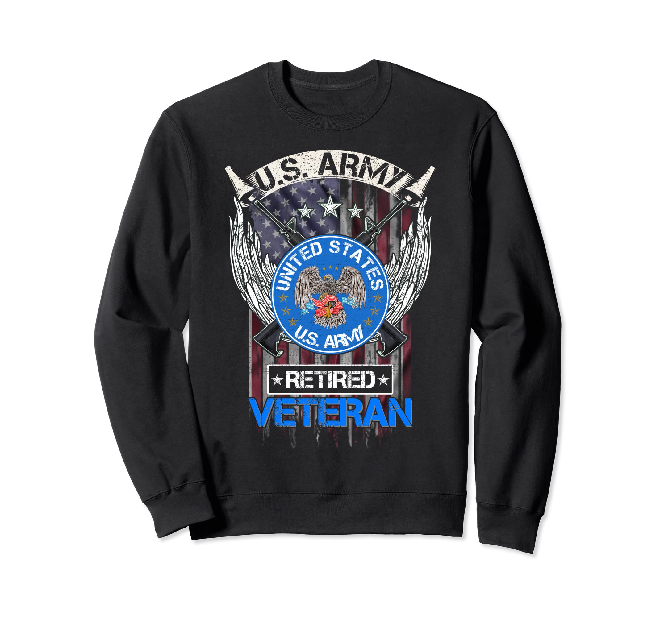 Vintage USA American Flag US Army Proud Retired Veteran Sweatshirt