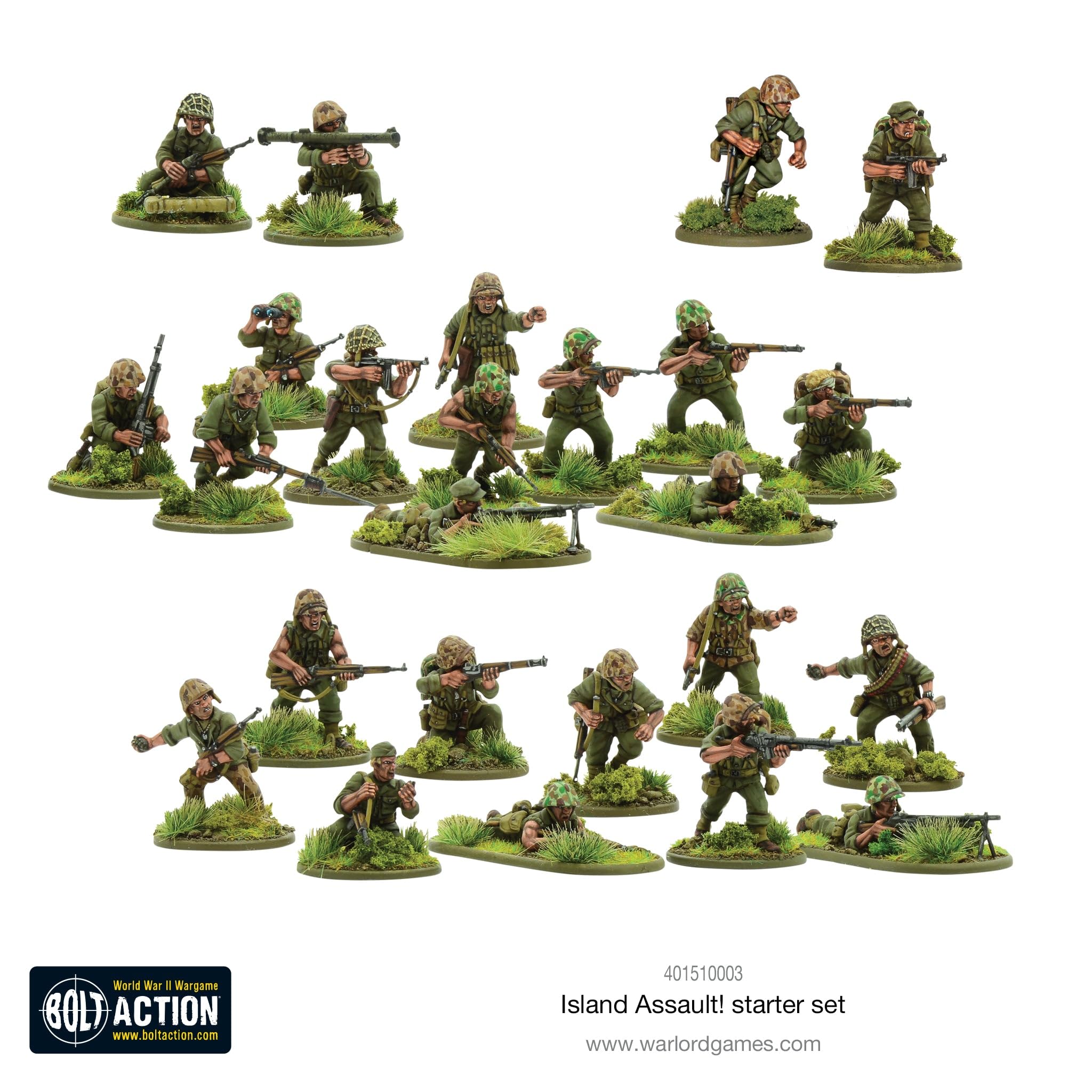 WarLord Bolt Action Island Assault! Starter Set 1:56 WWII Military Table Top Wargaming Plastic Model Kit 401510003