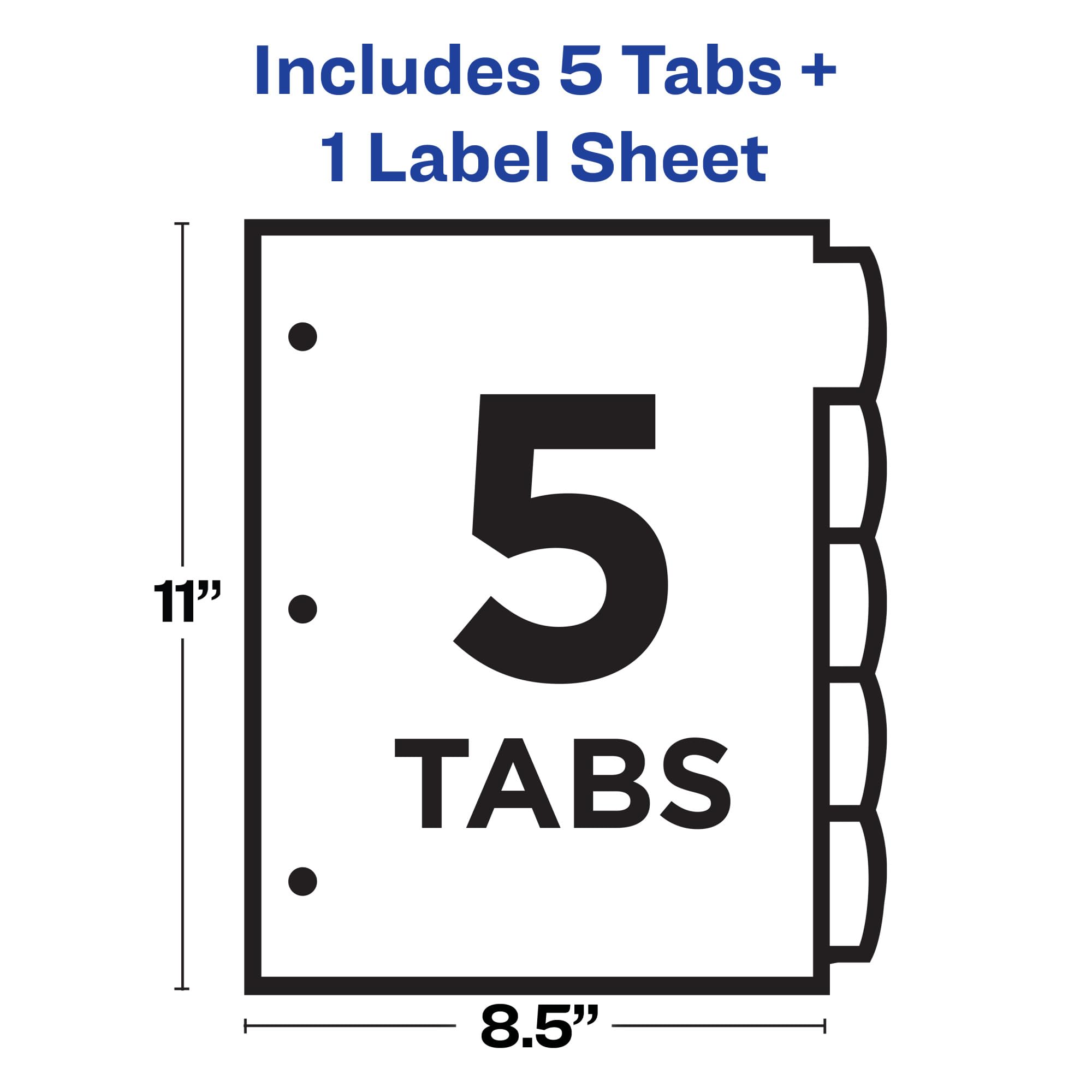 Avery + Amy Tangerine Designer Collection Big Tab Dividers, Rainbow Vibes, 5-Tab Set (11394)