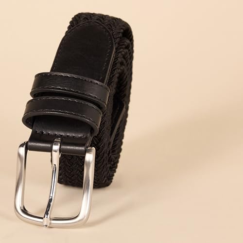 Amazon Essentials Men's Stretch Woven Braid Belt, Black, 32