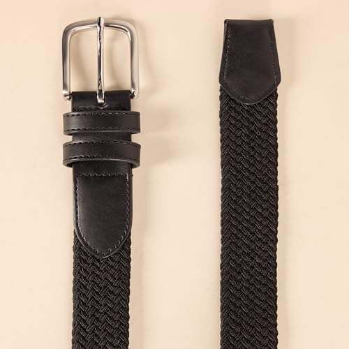 Amazon Essentials Men's Stretch Woven Braid Belt, Black, 32