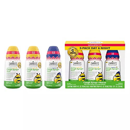 Zarbee's Kids Cough + Mucus Syrup Day/Night Value Pack for Children 2-6, Mixed Berry Flavor, 3x4Fl Oz