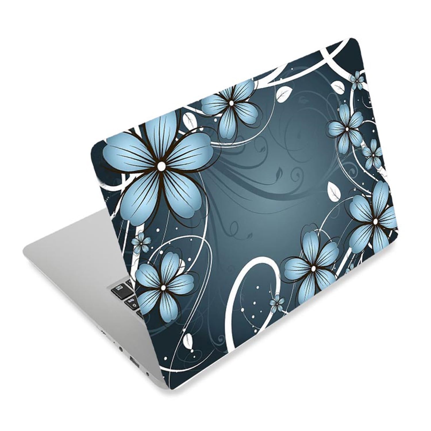 3D Print Laptop Skin Vinyl Sticker Decal, 12" 13" 13.3" 14" 15" 15.4" 15.6 inch Laptop Skin Sticker Cover Art Decal Protector Fits HP Dell Lenovo Compaq Apple Asus Acer (Blue Flower)