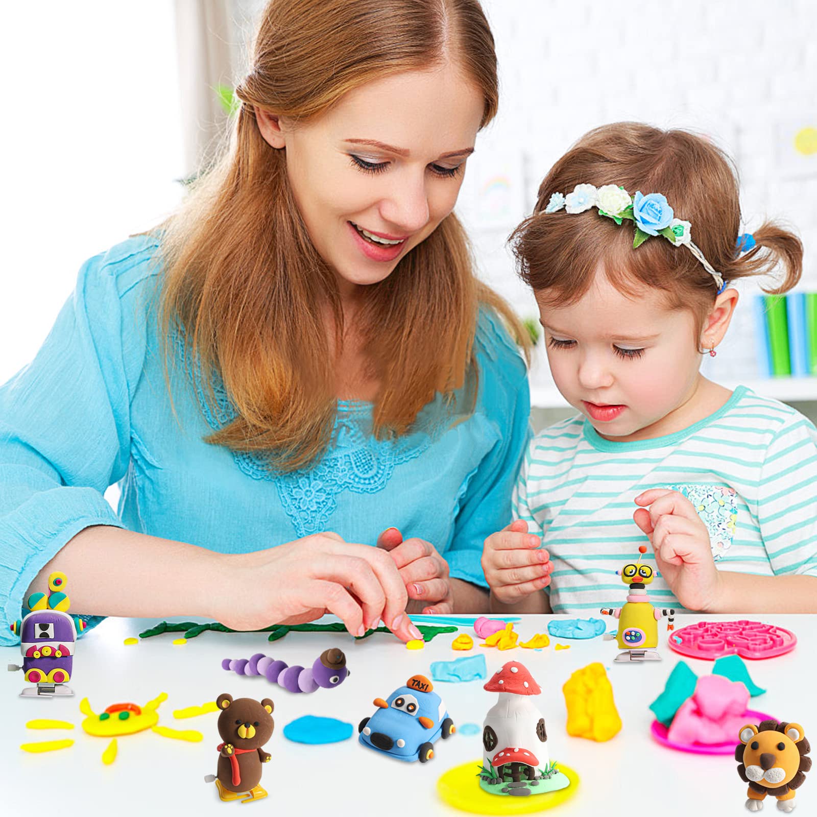 Modeling Clay Kit - 50 Colors Soft & Ultra Light Air Dry Magic Clay with Sculpting Tools, Safe & Non-Toxic, Great Gift for Kids.