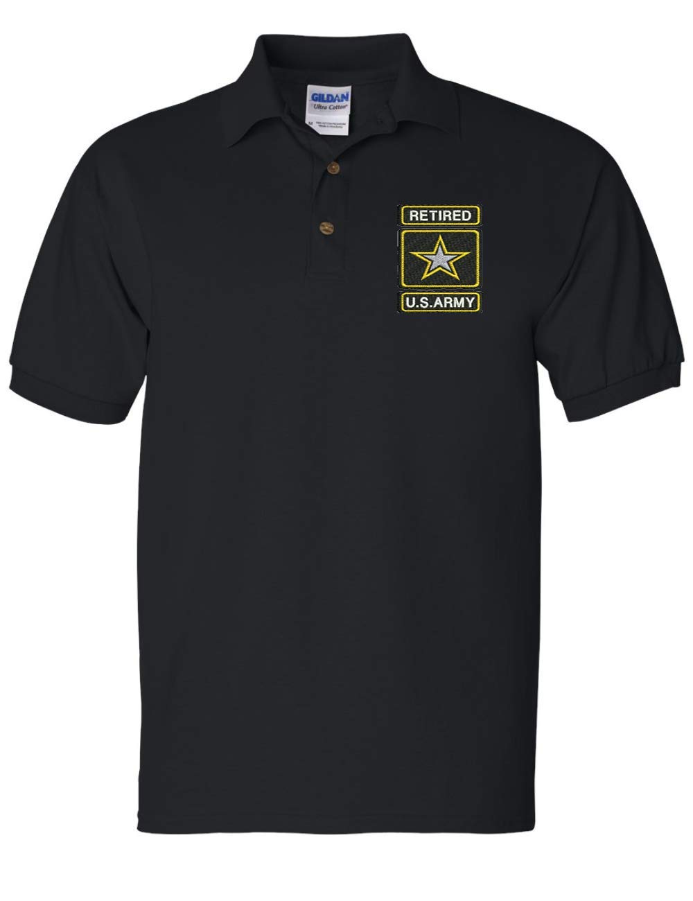ALLNTRENDS Men's Polo T Shirt USA Retired Army Embroidered Military US Army (XL, Black)