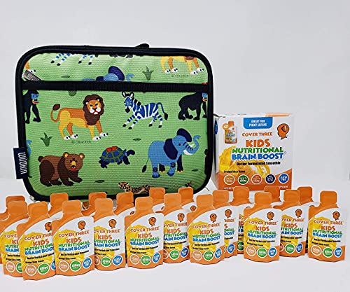Kids Nutritional Brain Supplement- Boost Child Memory, Focus, Calmness- Support Brain, Immune, Vision, Heart Health- Omega Fish Oil DHA, Vitamin C, Turmeric, Resveratrol- Liquid Squeeze Pouch (1 Box)