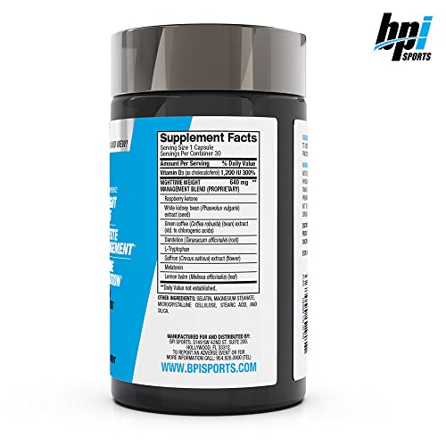 BPI Sports Nite burn – Nighttime Fat Burner & Sleep Support – Keto-Friendly – Weight Loss, Burn Fat, Relaxation, Boost Metabolism – 30 servings – 640mg
