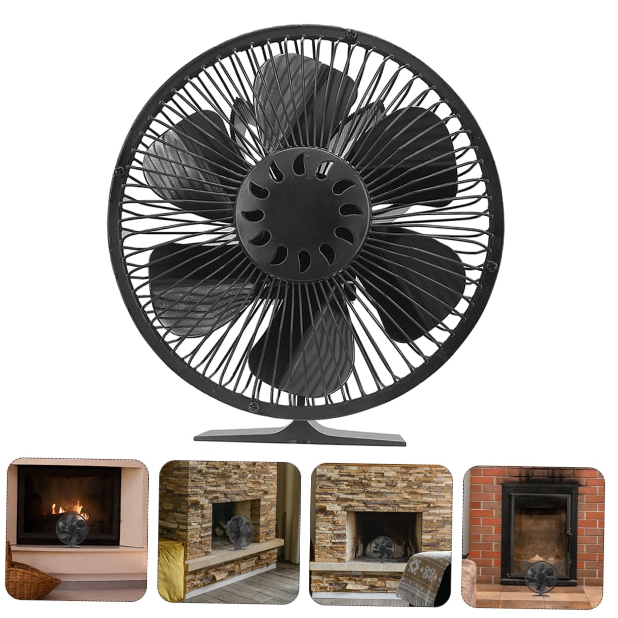 Veemoon Stove Fan Fan 6 Blades Fireplace Fan Heat-Powered Oscillating Stove Fan for Wood Burning Stoves