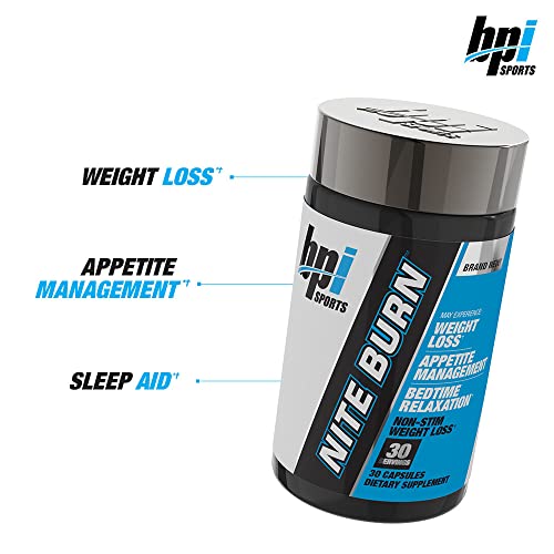 BPI Sports Nite burn – Nighttime Fat Burner & Sleep Support – Keto-Friendly – Weight Loss, Burn Fat, Relaxation, Boost Metabolism – 30 servings – 640mg