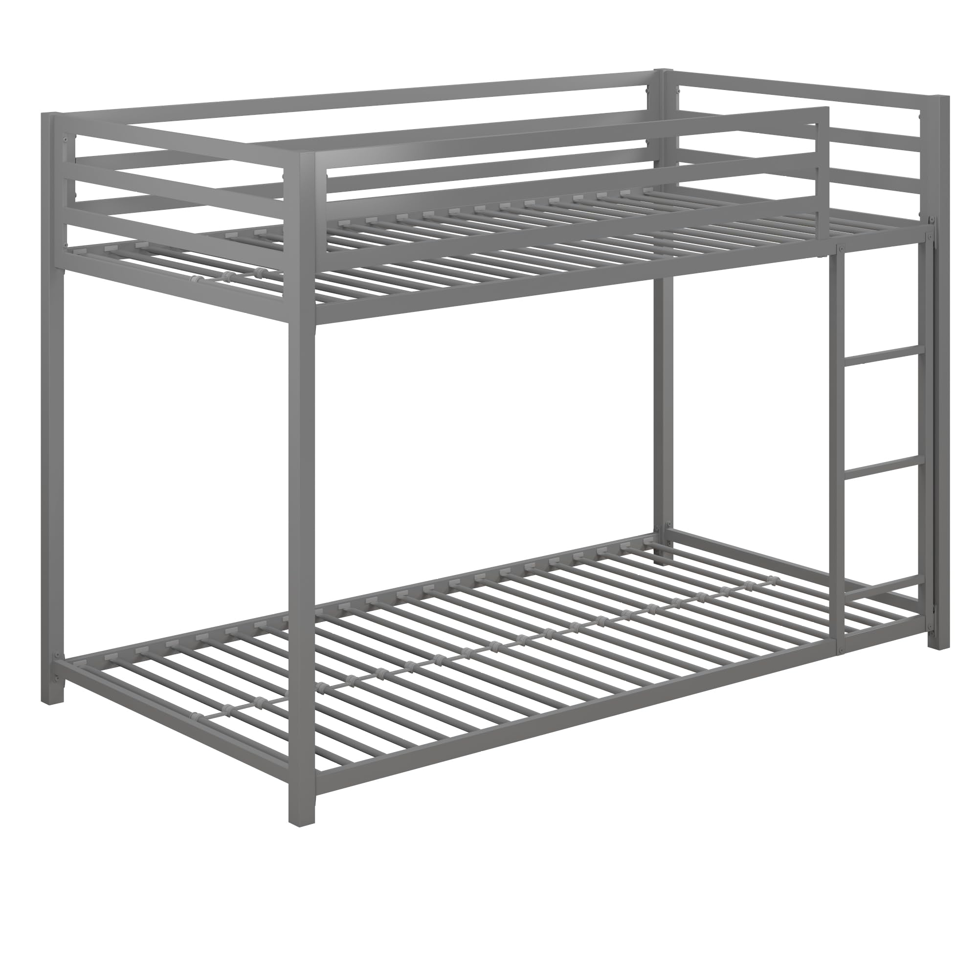 DHP Miles Metal Bunk Bed, Silver, Twin over Twin