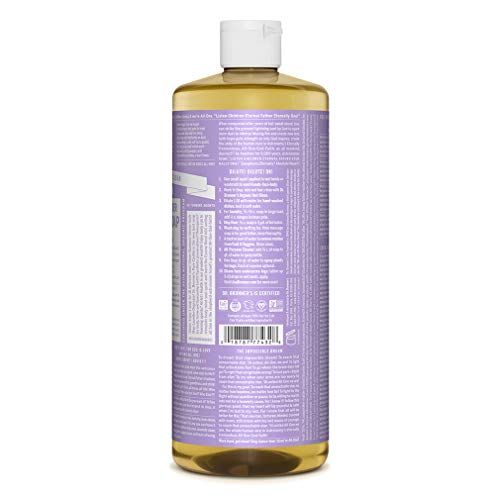 Dr. Bronner’s - Pure-Castile Liquid Soap (Lavender, 32 ounce, 2-Pack) - Made with Organic Oils, 18-in-1 Uses: Face, Body, Hair, Laundry, Pets and Dishes, Concentrated, Vegan, Non-GMO