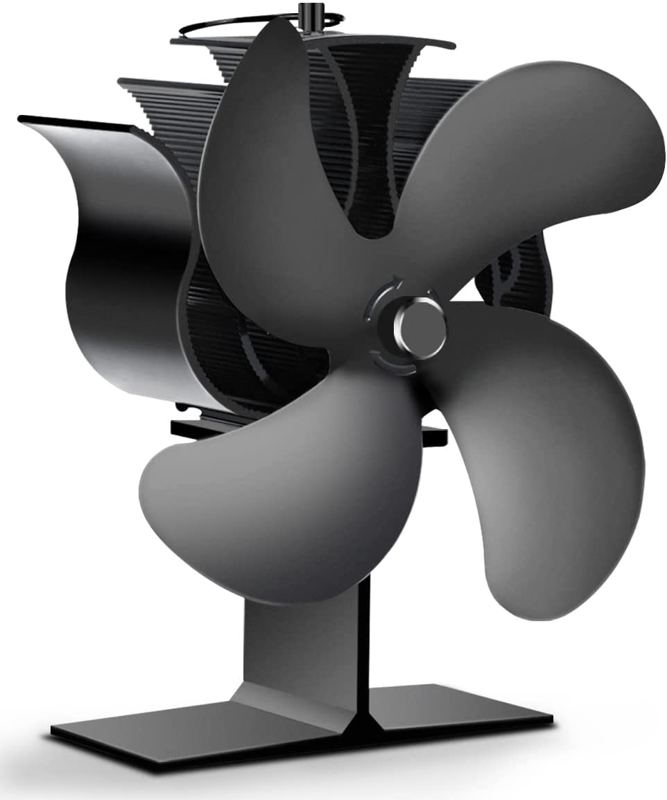 MONKKIGO 4 Blades Heat Powered Stove Fan Wood Burning Stove Fireplace Fan for Heated Air Eco Stove Fan Wood Log Burner Fireplace Silent Operation