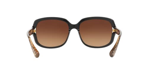COACH Woman Sunglasses Black Frame, Brown Gradient Lenses, 57MM