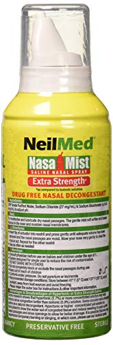 NeilMed NasaMist Hypertonic Extra Strength Saline Spray,Green 4.5 fl oz (Pack of 1)