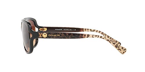 COACH Woman Sunglasses Black Frame, Brown Gradient Lenses, 57MM