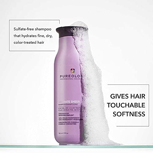 Pureology Hydrate Sheer Nourishing Shampoo | For Fine, Dry Color Treated Hair | Sulfate-Free | Silicone-Free | Vegan