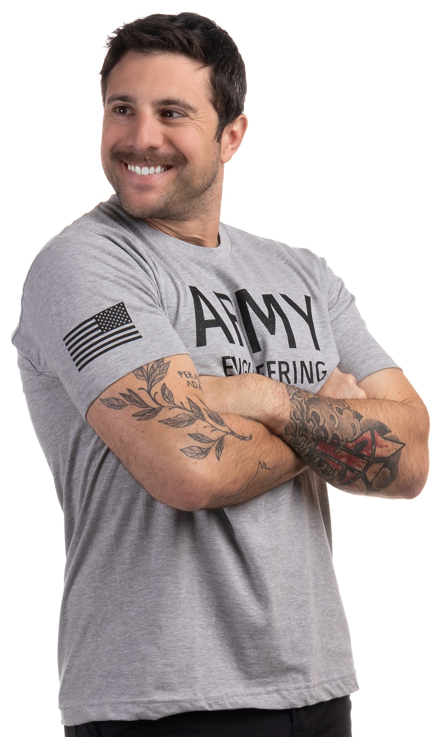 Ann Arbor T-shirt Co. Army Engineering Shirt | U.S. Military Physical Traning PT Infantry Workout Tee - (Engin, L)