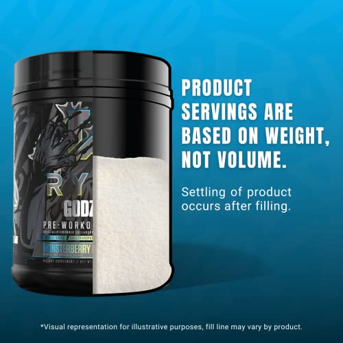 RYSE Signature Series GODZILLA Pre Workout | Pump, Energy, Strength, and Focus | Citrulline, Beta-Alanine, Caffeine | 40 Servings (Monsterberry Lime)