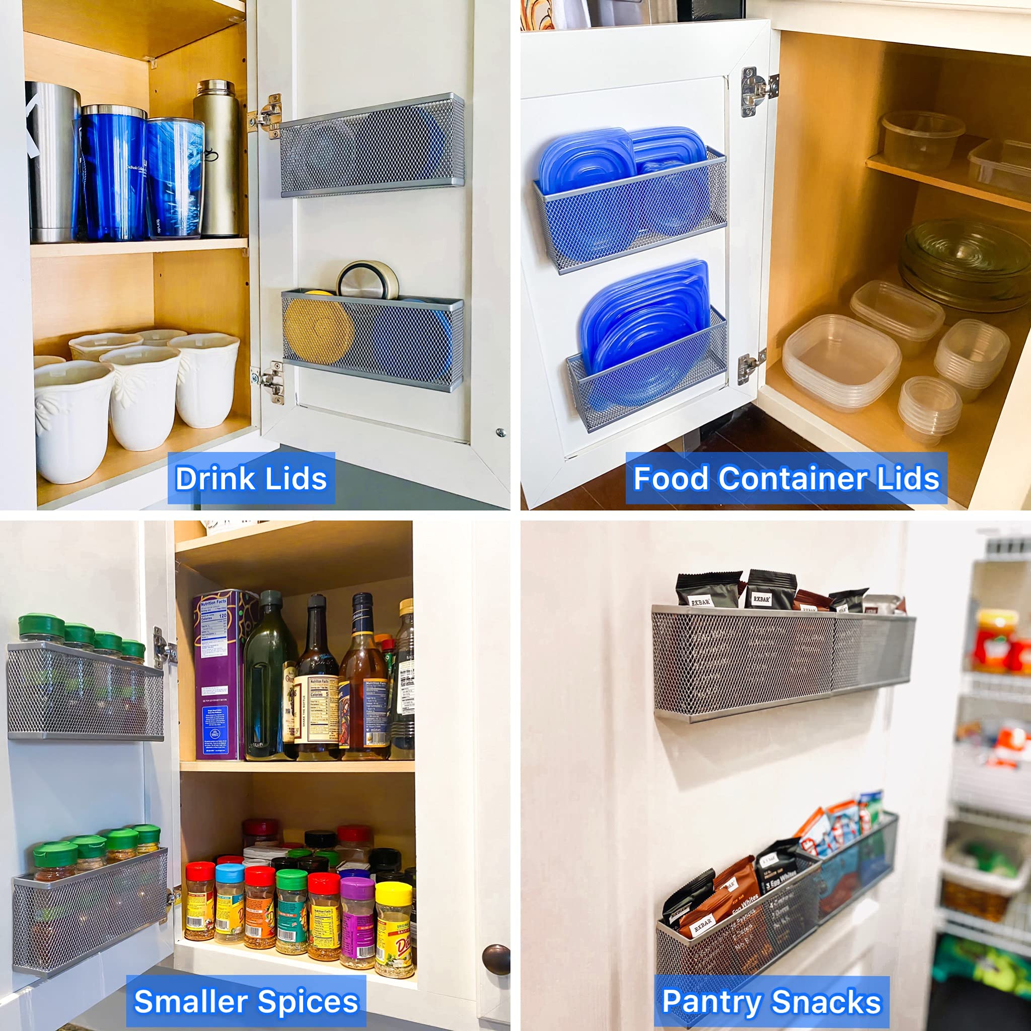 SLIM CADDY Cabinet Organizer | Optimize Your Cabinet Space | Inside Cabinet Door Storage | Durable, Slender Design| Lid Organizer, Bathroom Makeup Organizer, and More |2 pack, 8”L x 3.5”H x 1.8”D each
