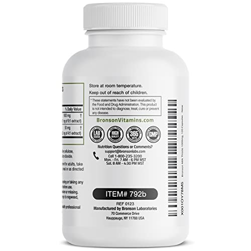 Bronson Milk Thistle 1000mg Silymarin Marianum & Dandelion Root Liver Health Support 120 Capsules