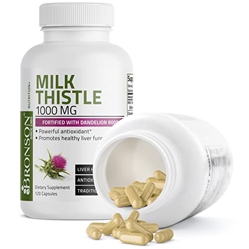 Bronson Milk Thistle 1000mg Silymarin Marianum & Dandelion Root Liver Health Support 120 Capsules