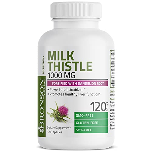 Bronson Milk Thistle 1000mg Silymarin Marianum & Dandelion Root Liver Health Support 120 Capsules