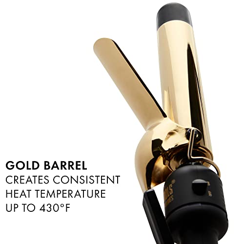 Hot Tools Pro Signature Gold Curling Iron | Long-Lasting, Defined Curls, (1-1/4 in)