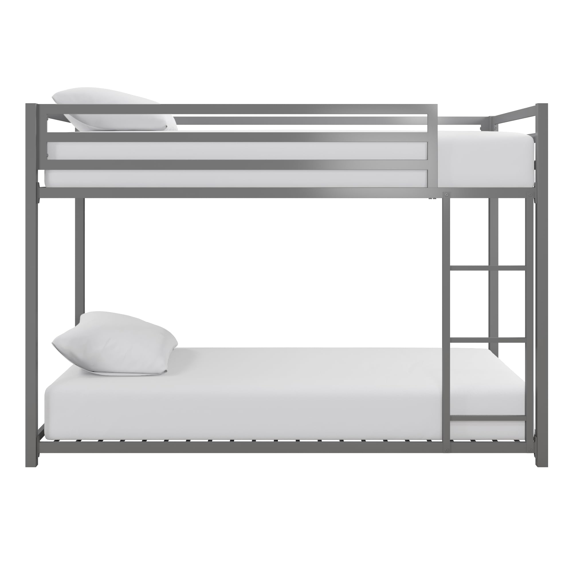 DHP Miles Metal Bunk Bed, Silver, Twin over Twin