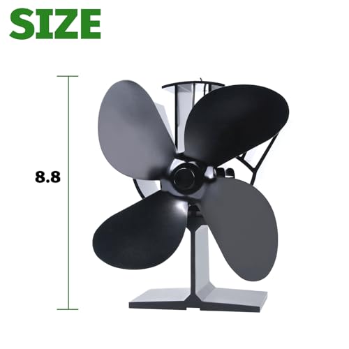 KIAASDSY 4-blade Heat Powered Wood Stove Fan, Fireplace Fan - Indoor Warm Air Circulation (1 set of 2)