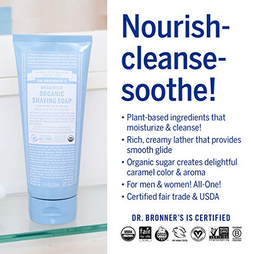 Dr. Bronner's - Gift Set: 3 Peppermint Soaps and 1 Unscented Shaving Soap - Certified Organic, Cleanses and Moisturizes, Versatile, Use on Face, Body, Hair and More, Non-GMO, Vegan (4-Pack)