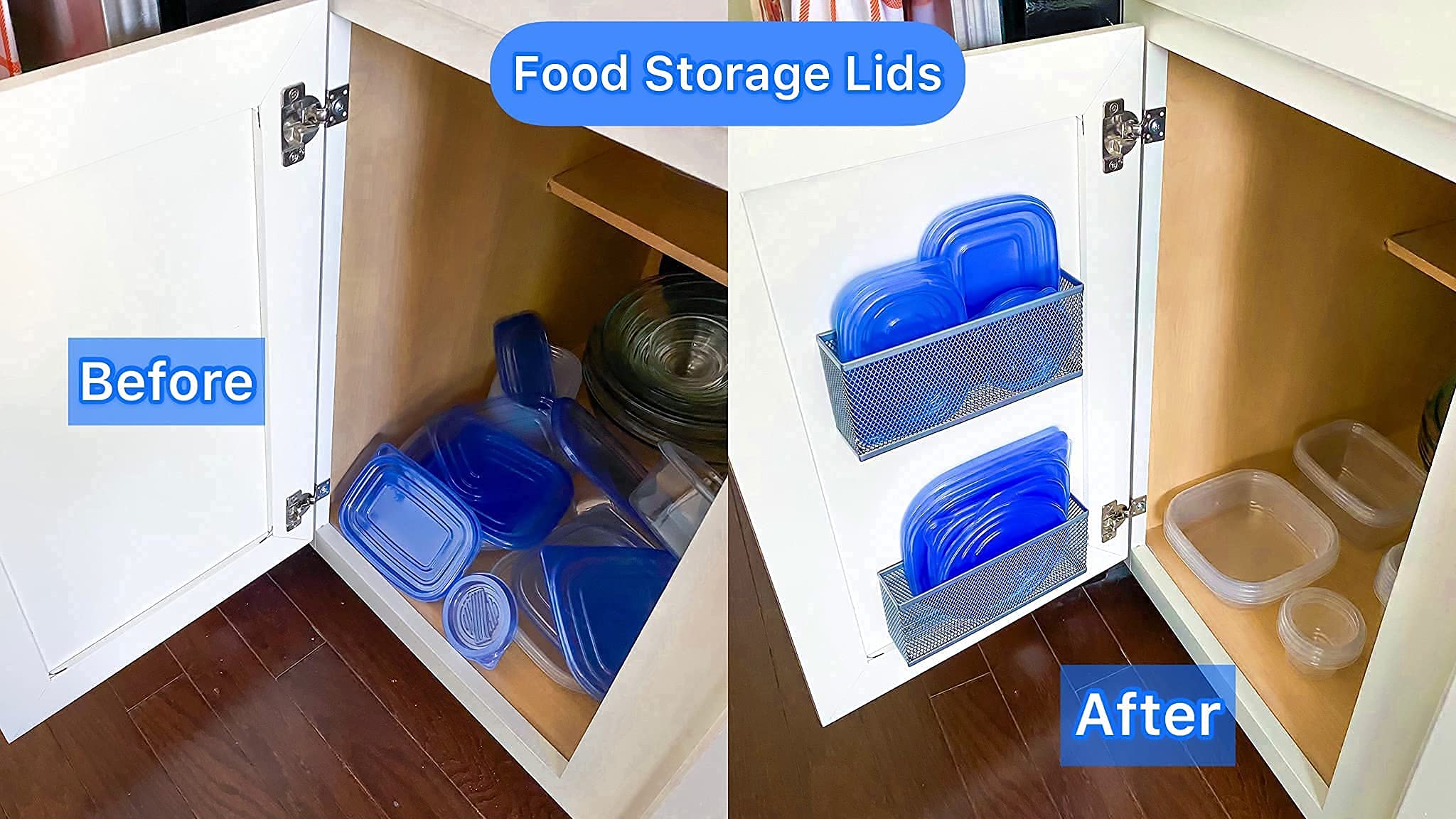 SLIM CADDY Cabinet Organizer | Optimize Your Cabinet Space | Inside Cabinet Door Storage | Durable, Slender Design| Lid Organizer, Bathroom Makeup Organizer, and More |2 pack, 8”L x 3.5”H x 1.8”D each