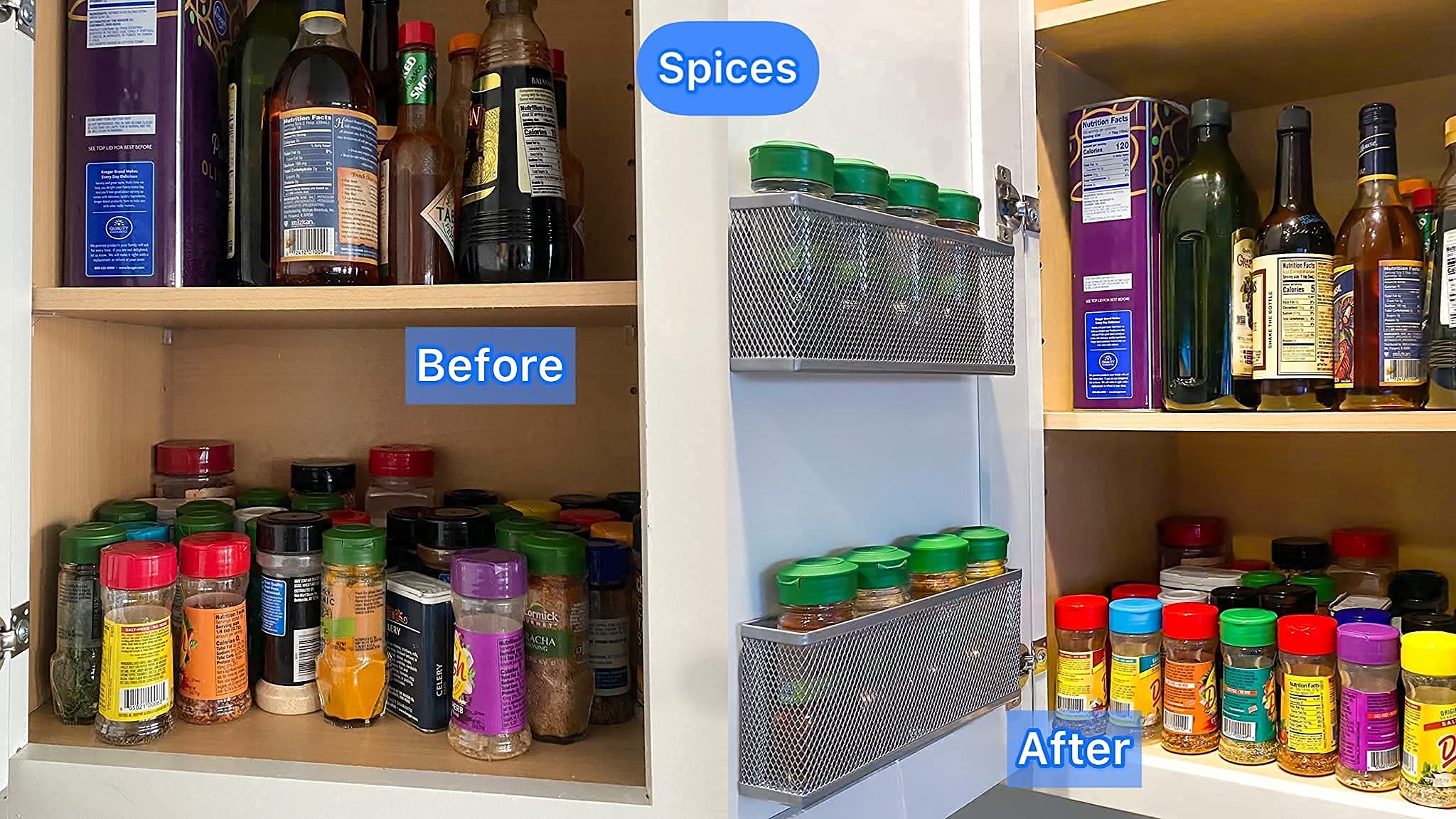 SLIM CADDY Cabinet Organizer | Optimize Your Cabinet Space | Inside Cabinet Door Storage | Durable, Slender Design| Lid Organizer, Bathroom Makeup Organizer, and More |2 pack, 8”L x 3.5”H x 1.8”D each