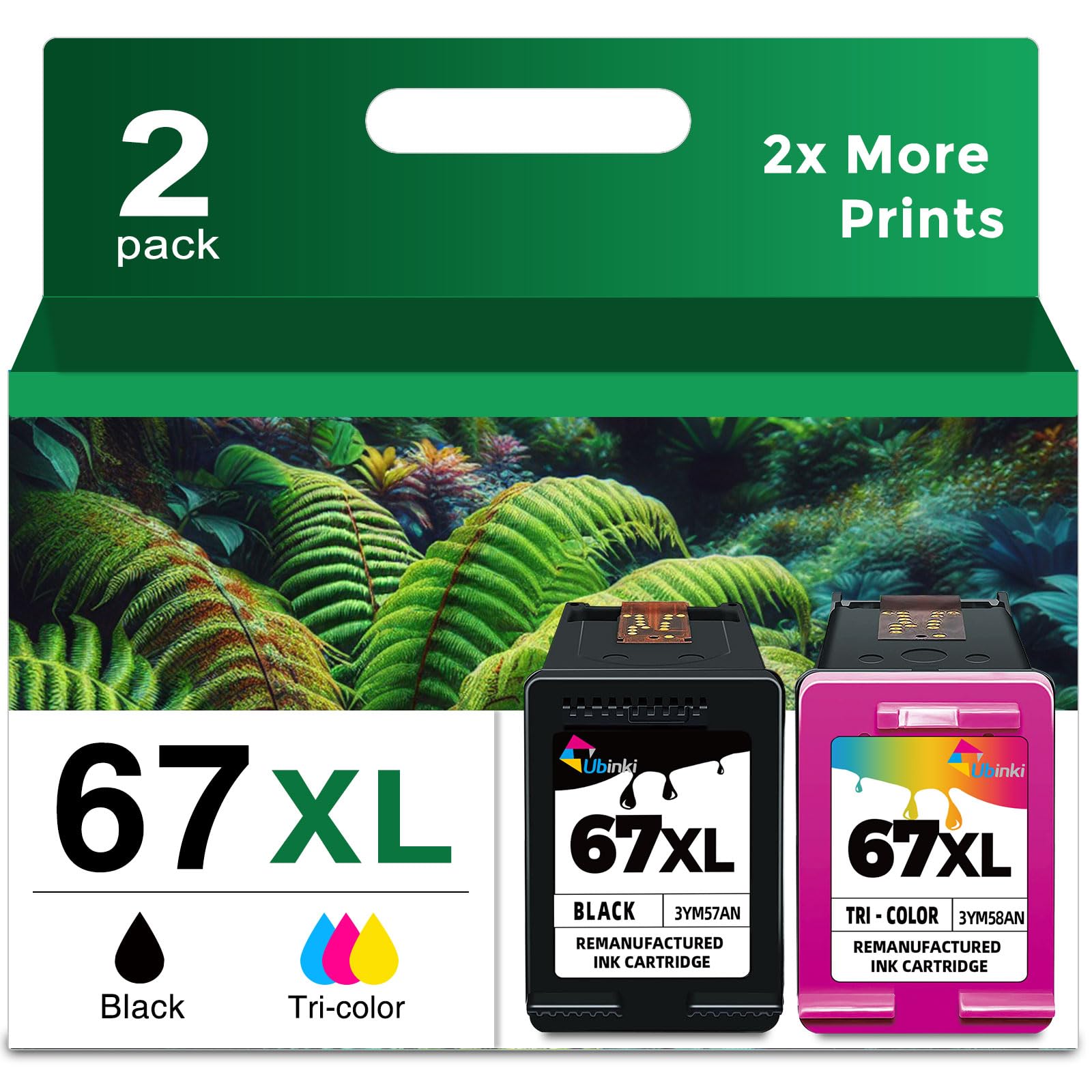 Ubinki 67XL Ink Cartridge Black Color Combo for HP Ink 67 XL HP67 HP67XL for 2700 2700e 2752 2752e 2742e 2755 2755e 4100 4100e 4152e 4155 4155e Envy 6000 6055e 6055 6400 6458 6458e 6455 6455e Printer
