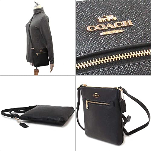 COACH Women's Mini Rowan File Shoulder Crossbody Bag (Crossgrain Leather - Black)