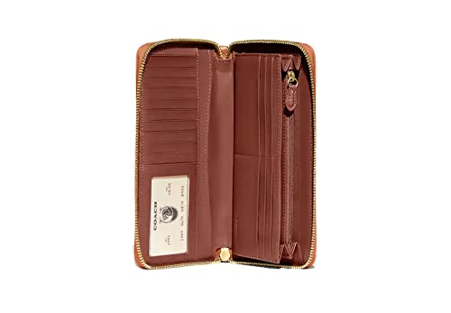 COACH Chalk Vintage Rose Zip Around Continental Wallet Leather Flower (Tan Ntural Multi)