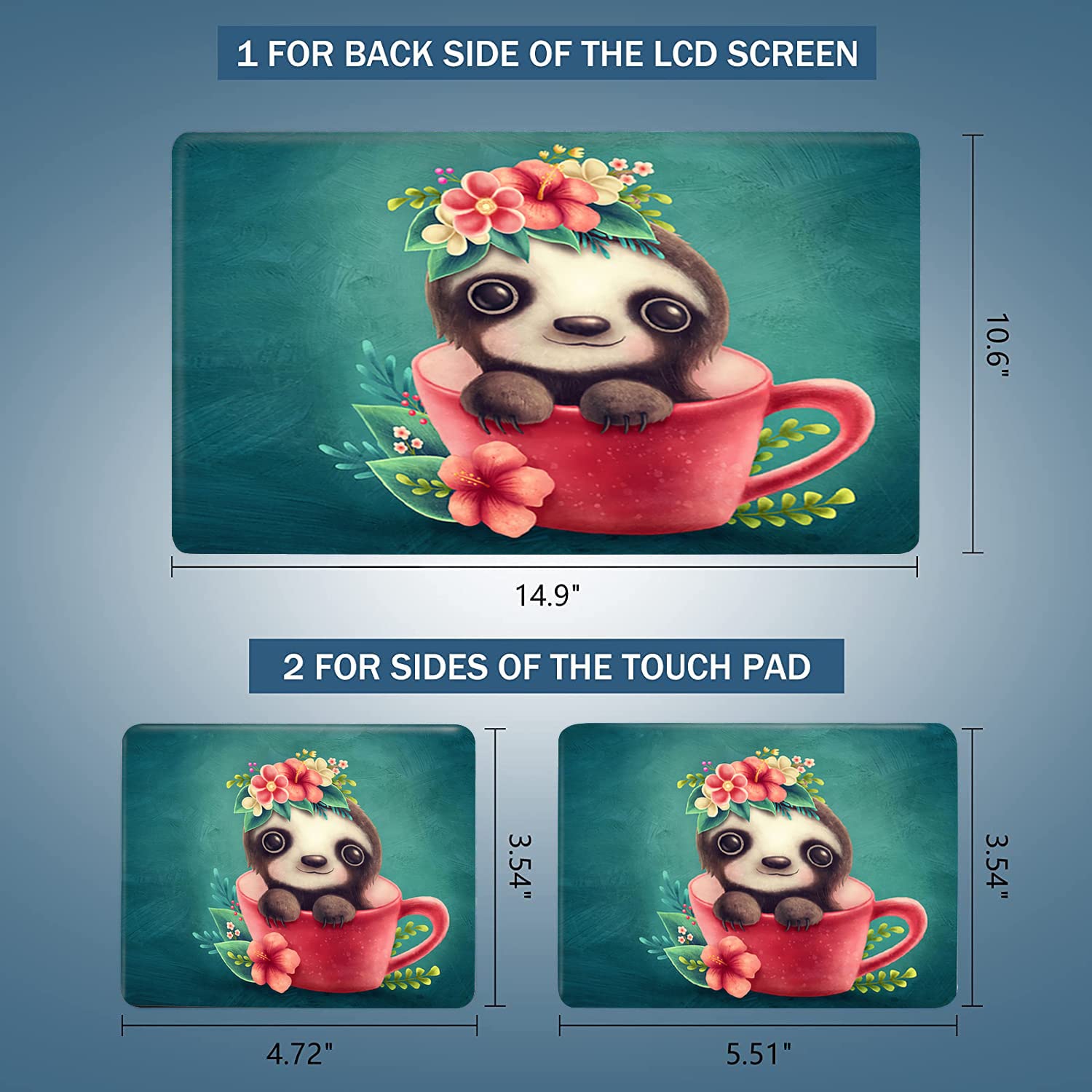 15 15.4 15.6 Inches Laptop Skin Sticker Universal 12.1 13 13.3 14 Inches Netbook Skin Sticker Personalized Reusable Notebook PC Art Protector(Cute Teacup Bear)