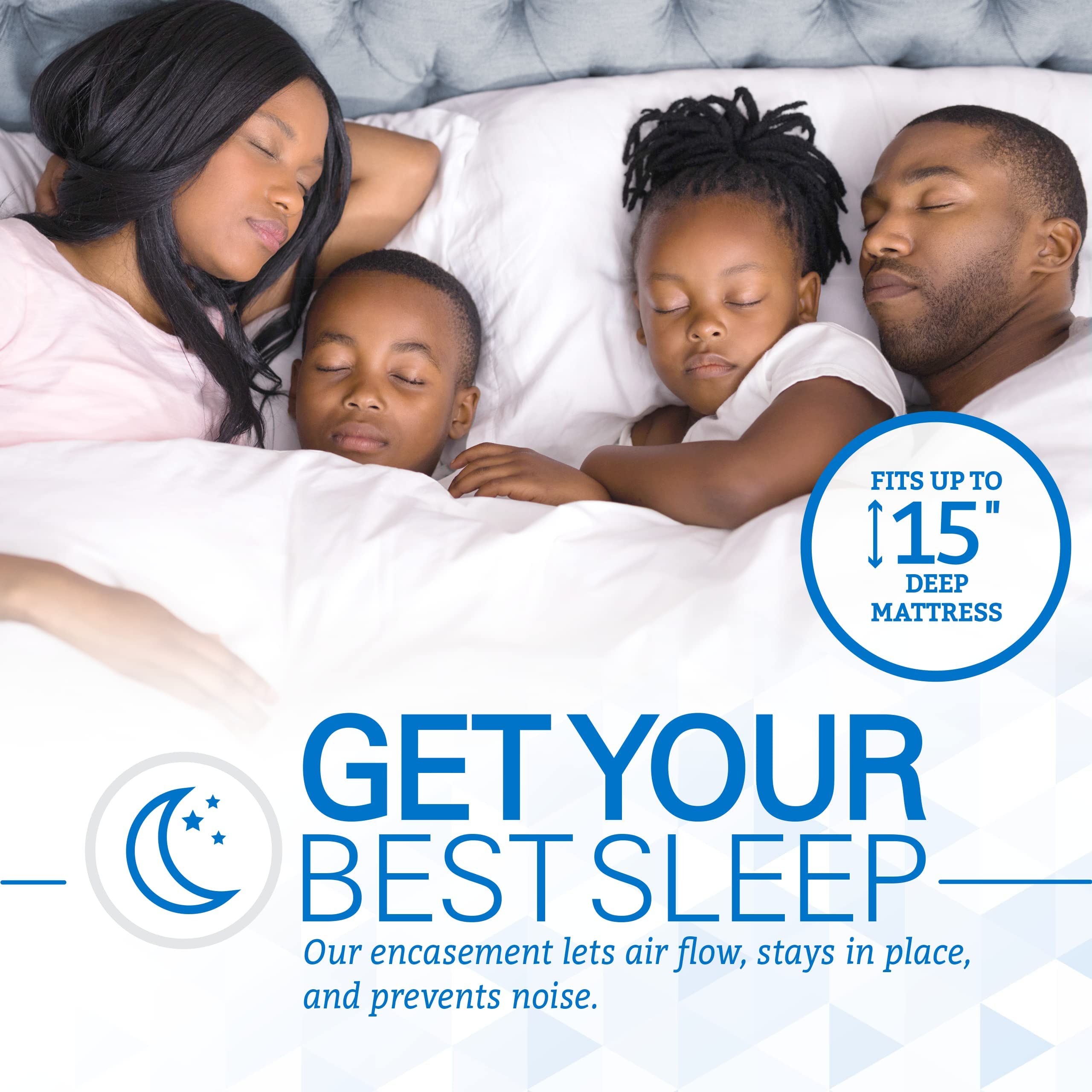 SafeRest Zippered Mattress Protector - Premium 12-15 Inch Waterproof Mattress Cover for Bed - Breathable & Noiseless Washable Mattress Encasement - Full