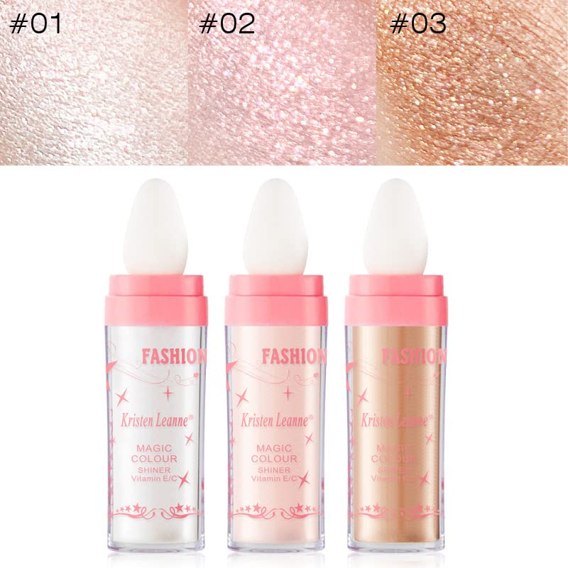 2 Pack Polvo De Hadas, Body Brightens the Natural Three-dimensional Face Blusher Patting Polvo De Hadas Powder Highlighter Makeup. (01# White moonbeam)