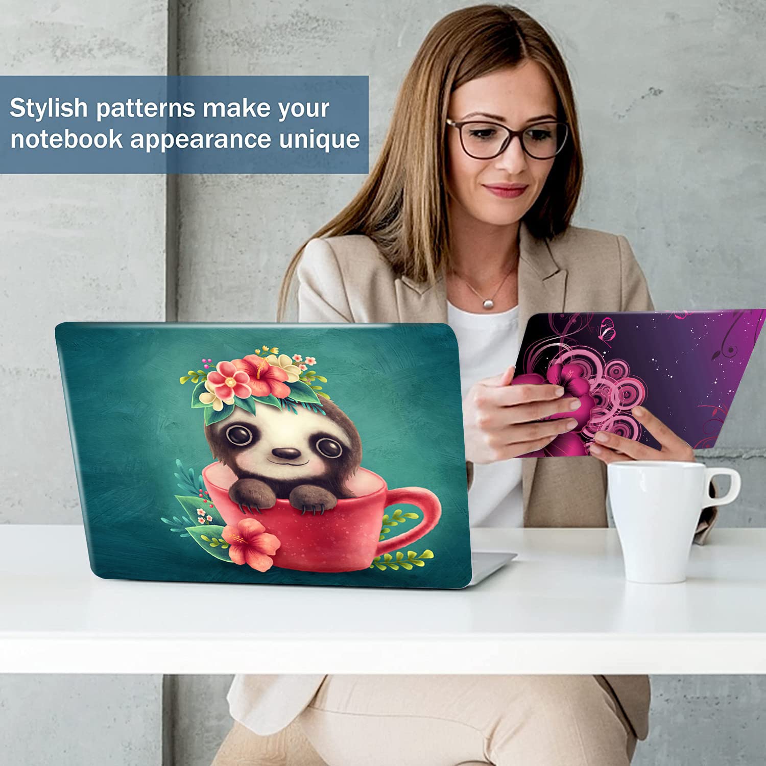 15 15.4 15.6 Inches Laptop Skin Sticker Universal 12.1 13 13.3 14 Inches Netbook Skin Sticker Personalized Reusable Notebook PC Art Protector(Cute Teacup Bear)
